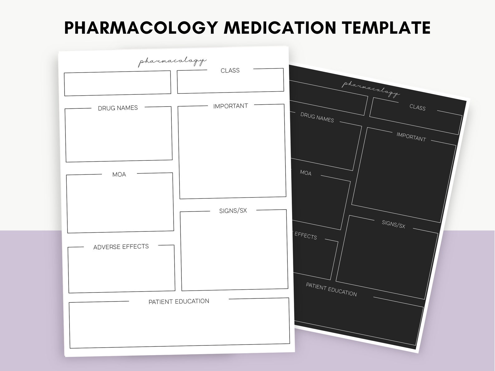 Pharmacology Medication Template Nursing Student Printable - Etsy