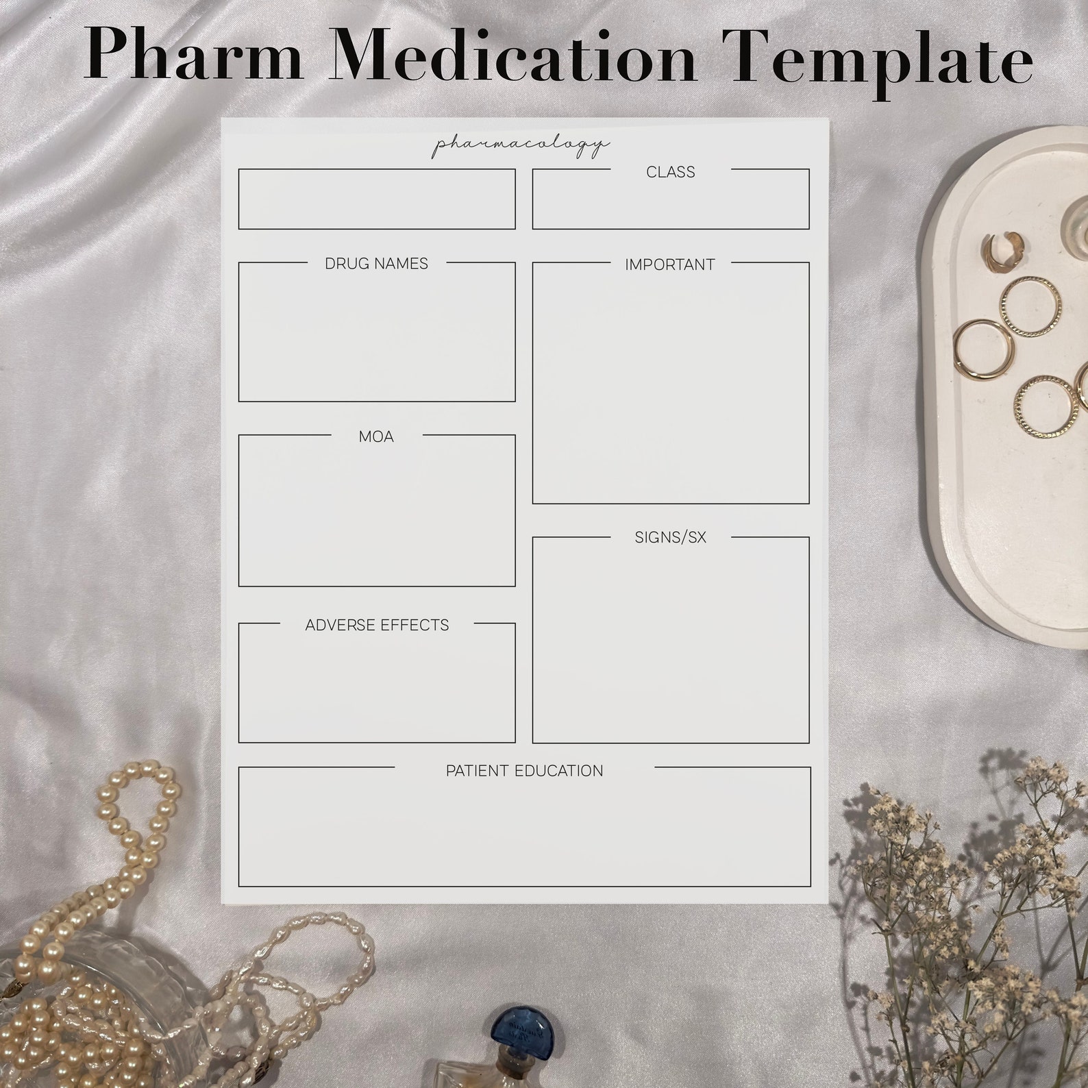 Pharmacology Medication Template Nursing Student Printable Concept Map ...