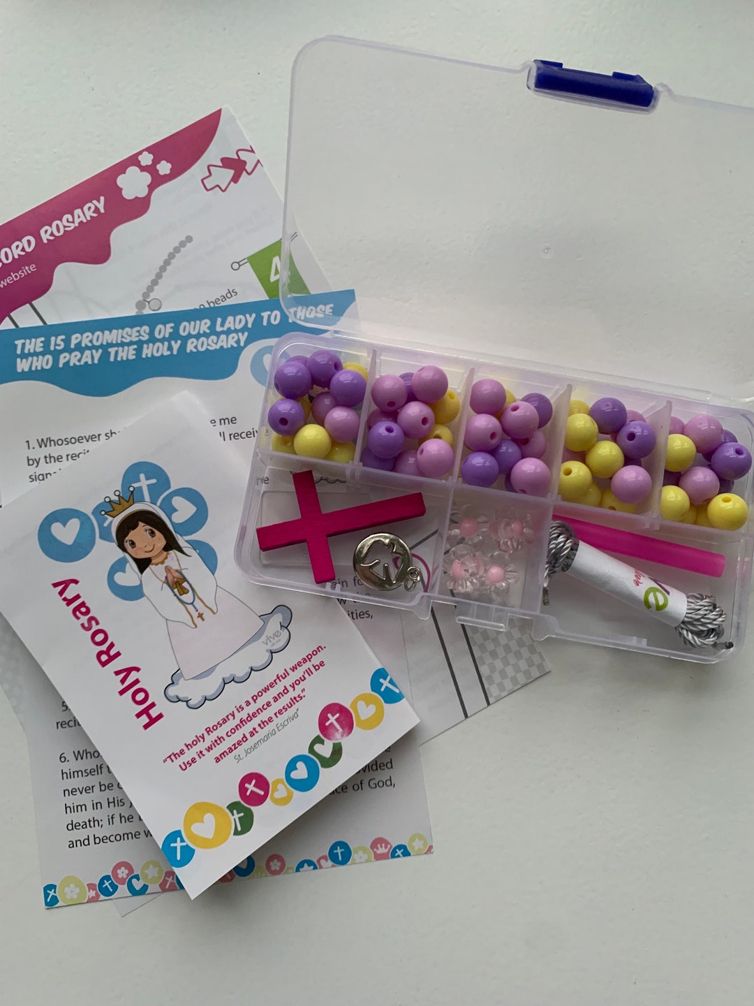 Flowers Rosary Making Kit, DIY Rosary, Craft Kit, First Communion, Make ...