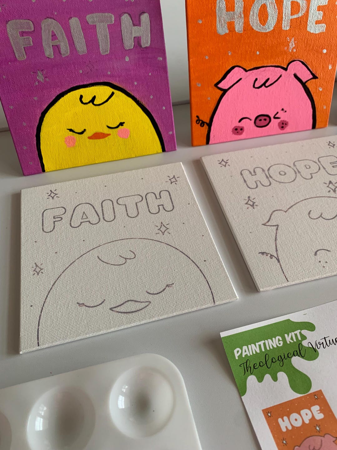 DIY Virtues Canvas Painting Set, Theological Virtues Faith, Hope and ...