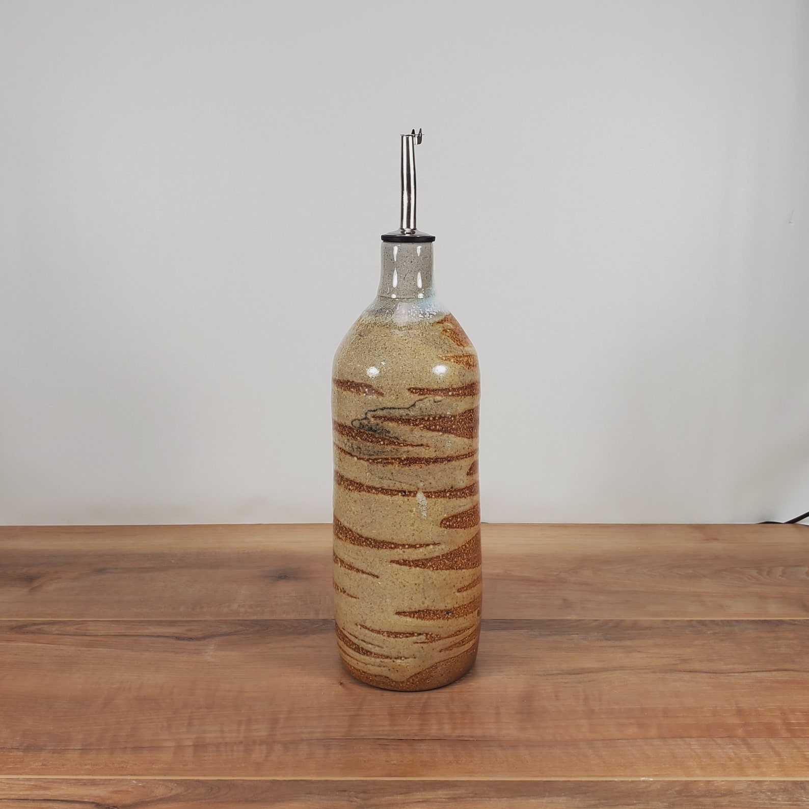 Olive Oil Bottle Dispenser Shino Glaze Wood Fired Olive Oil - Etsy