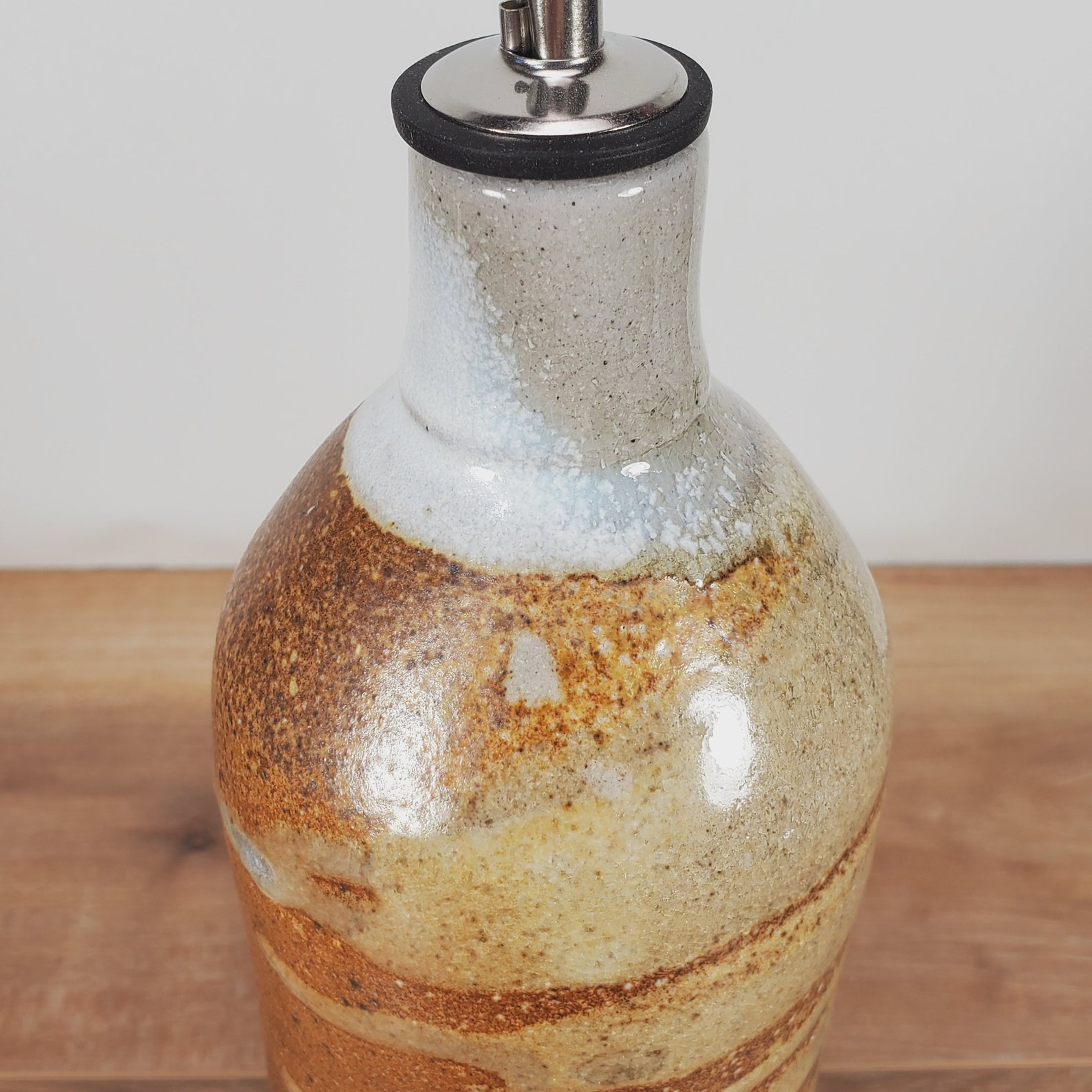 Olive Oil Bottle Dispenser Shino Glaze Wood Fired Olive Oil - Etsy