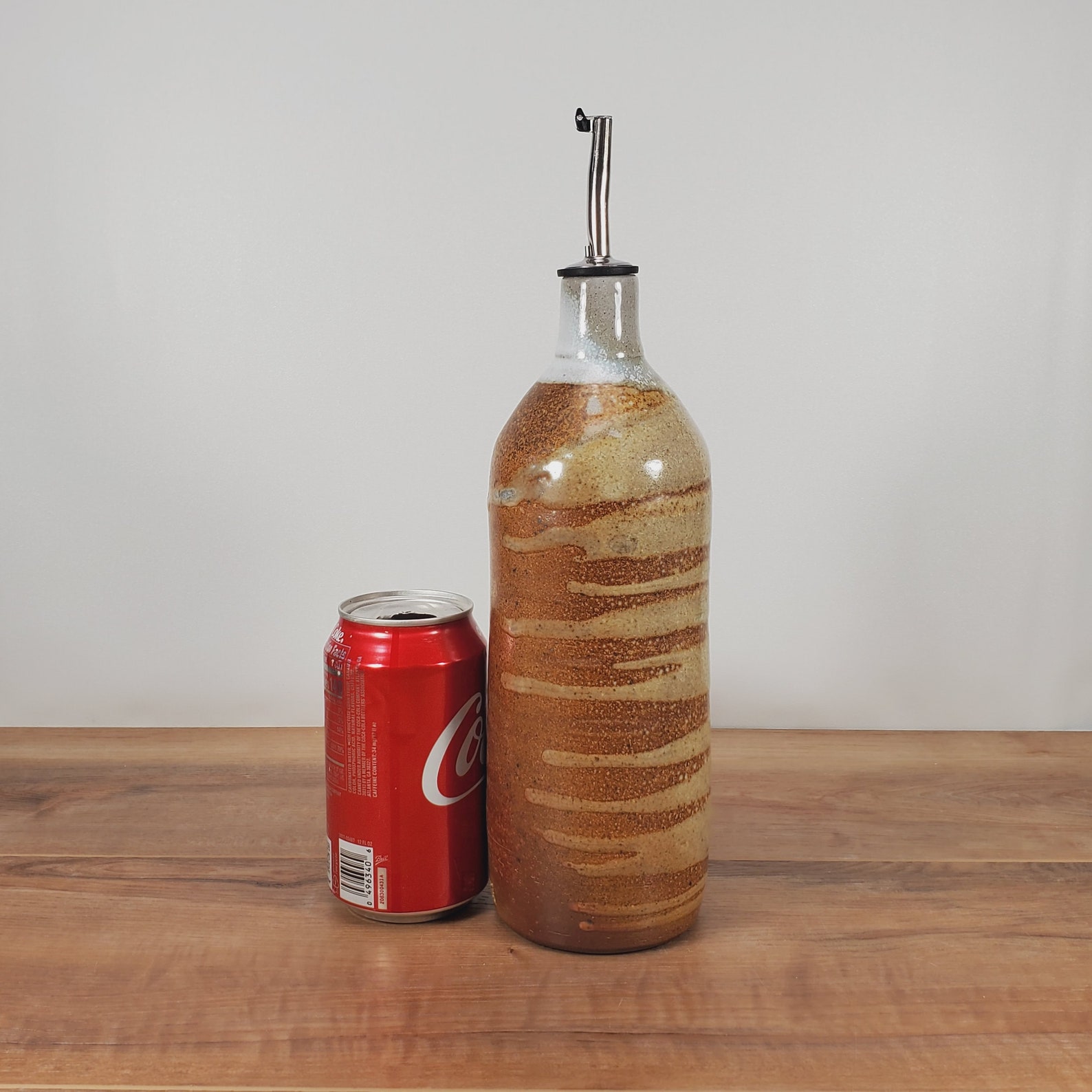 Olive Oil Bottle Dispenser Shino Glaze Wood Fired Olive Oil - Etsy