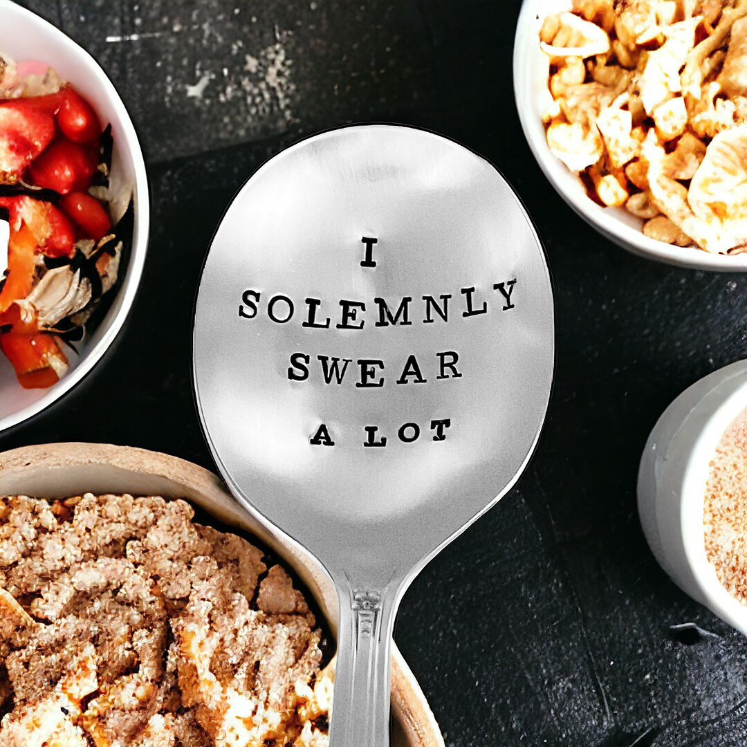 Hand Stamped Vintage Silverplate Spoon: I Solemnly Swear a Lot - Etsy