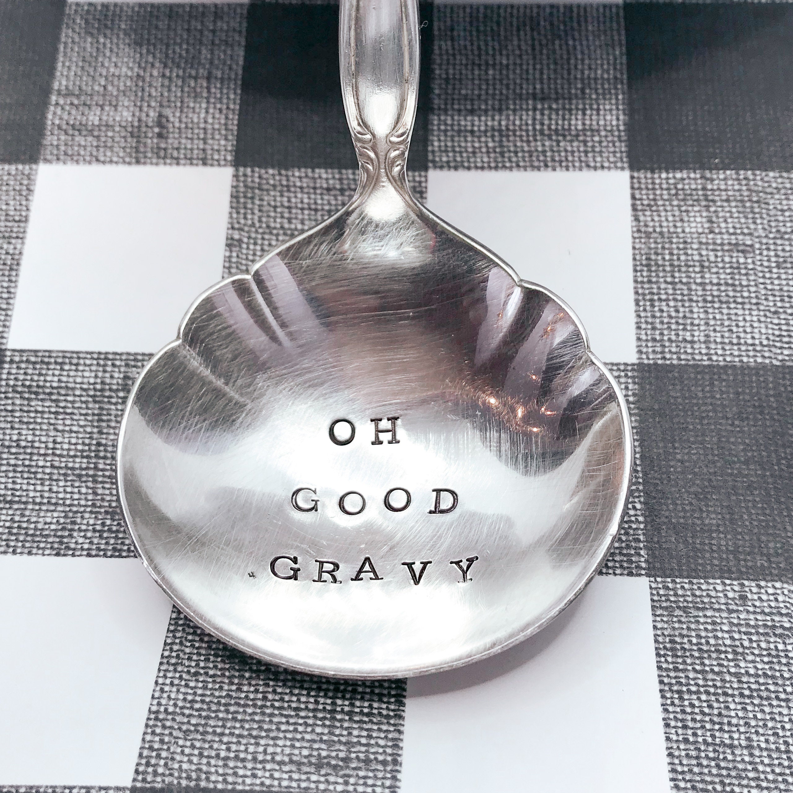 Hand Stamped Vintage Silver Plate Ladle: "oh Good Gravy" - Etsy