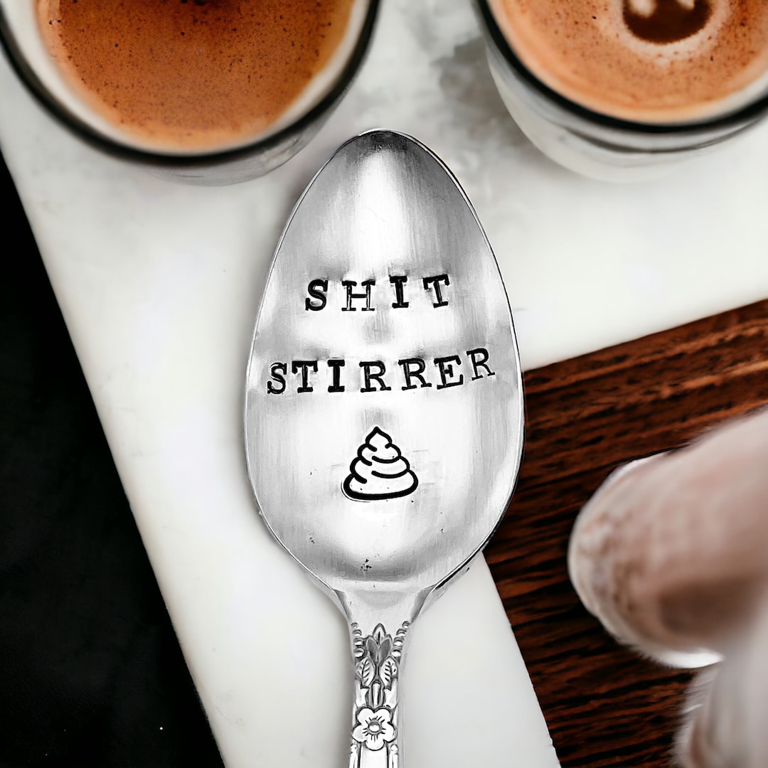 Shit Stirrer Hand Stamped Vintage Teaspoon, Funny Gift, Christmas Gift ...