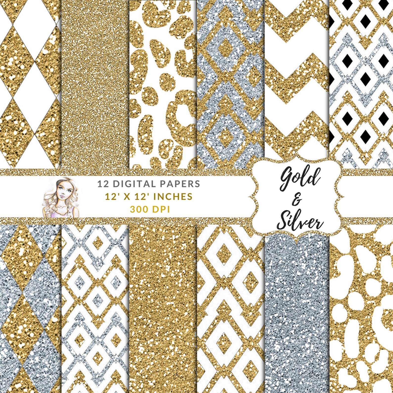 Gold Glitter Digital Paper Glitter Gold Scrapbooking Digital | Etsy