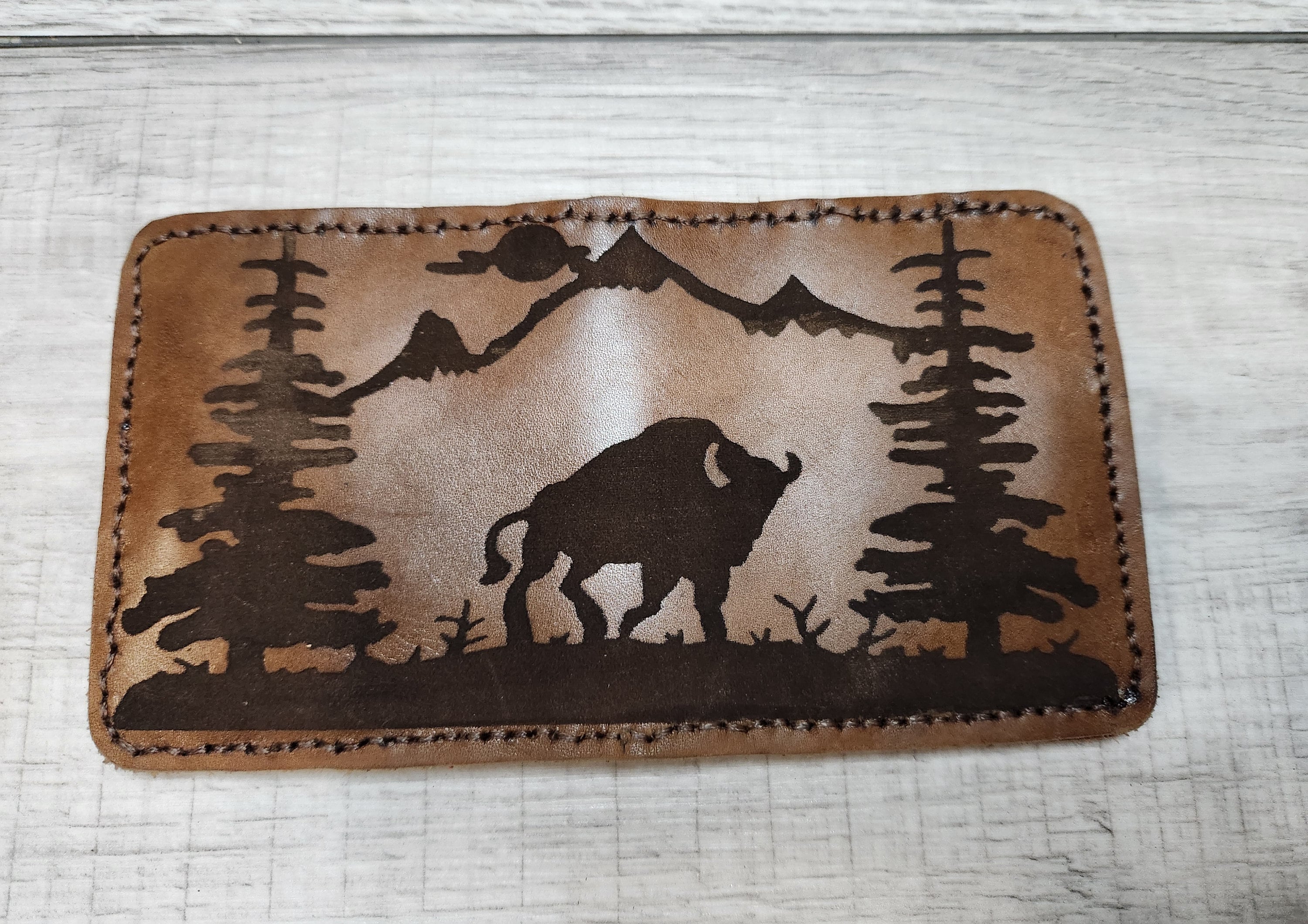 Leather Bifold Wallet| Men's Wallet| Hunting| Outdoor| Elk| Motorcylce ...