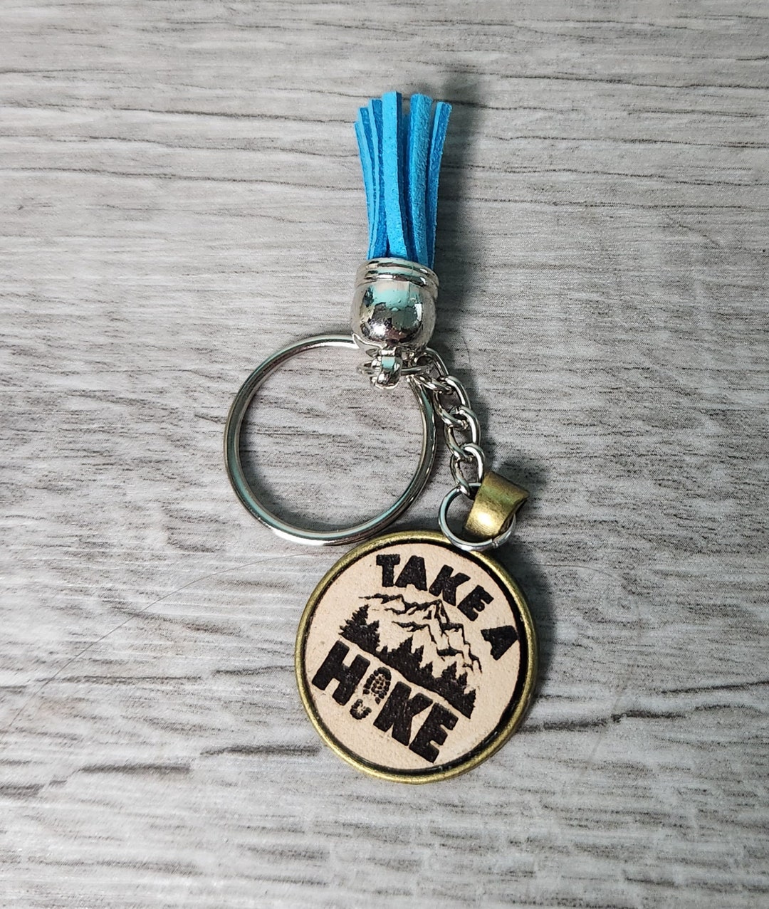 Take a Hike Leather Keychain | Veg Tan Leather - Etsy