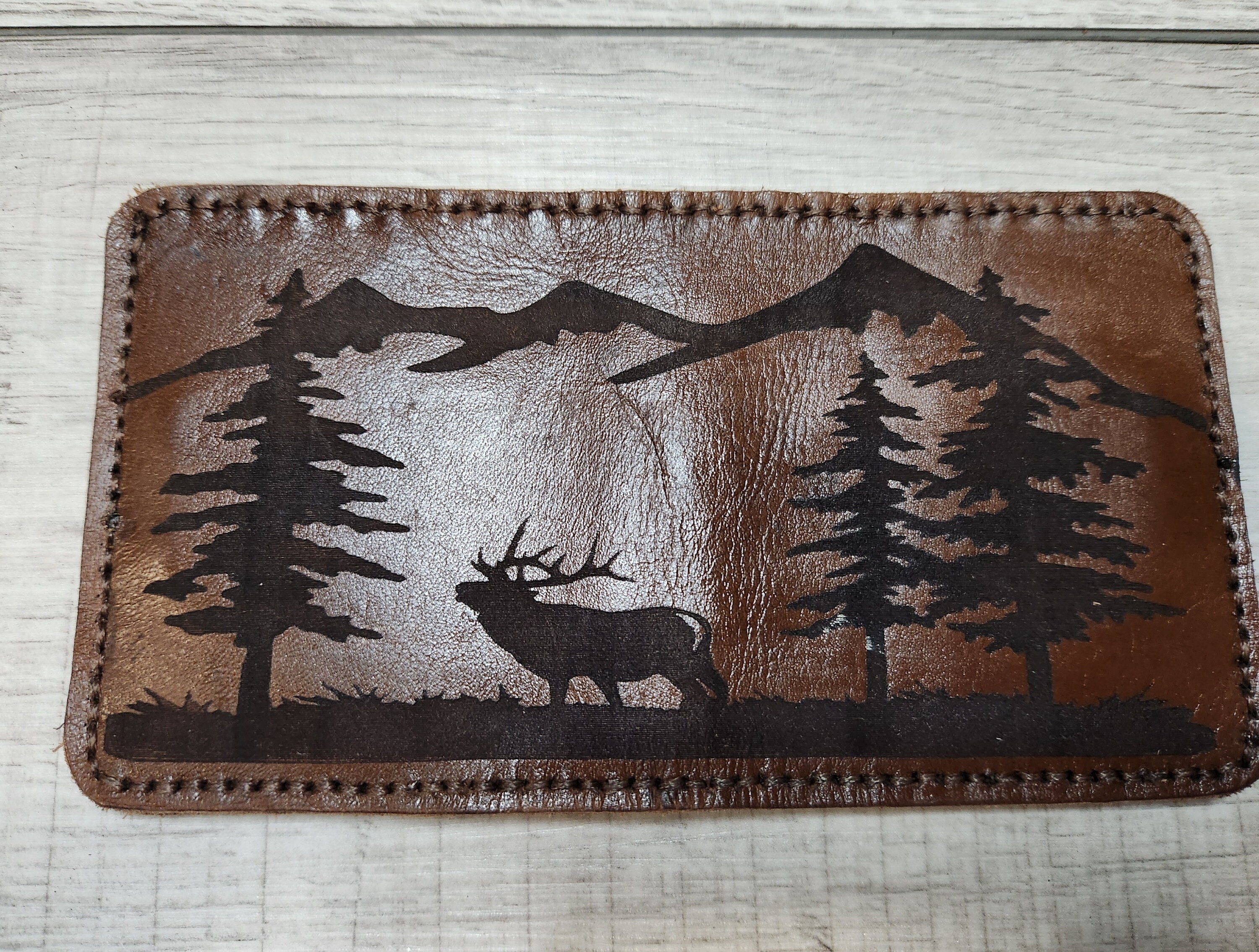 Leather Bifold Wallet| Men's Wallet| Hunting| Outdoor| Elk| Motorcylce ...