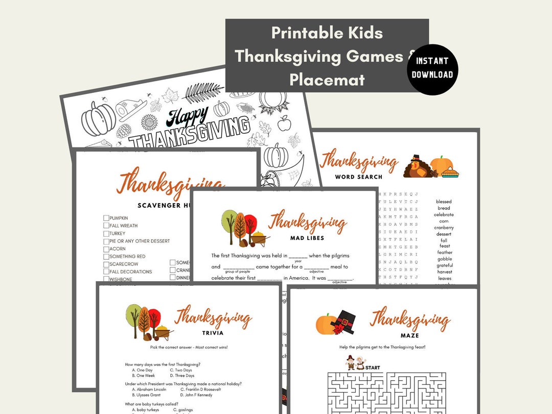 Thanksgiving Game BUNDLE | 6 Thanksgiving Printable Games ...