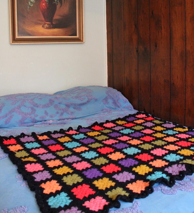 Vintage Colorful Crochet Afghan Throw - Etsy Vintage Colorful Crochet Afghan Throw - Etsy