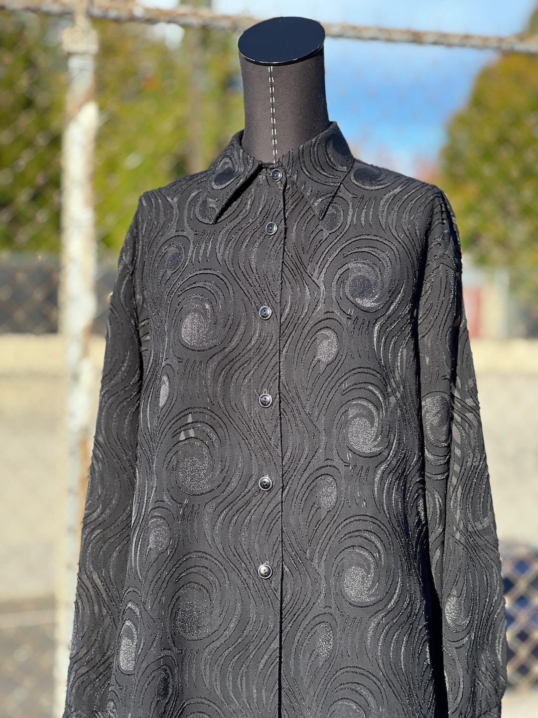 Vintage Black Sheer Swirl Button-up Blouse | Kiss Me California - Etsy