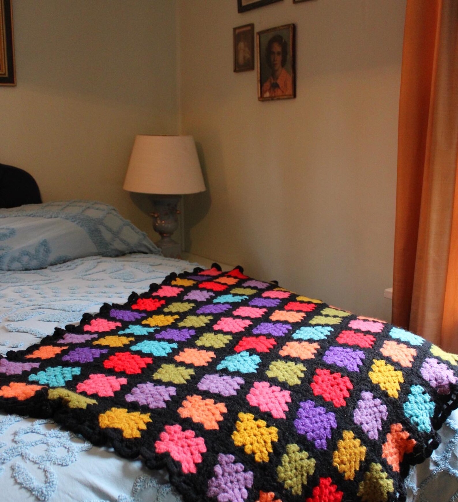 Vintage Colorful Crochet Afghan Throw - Etsy