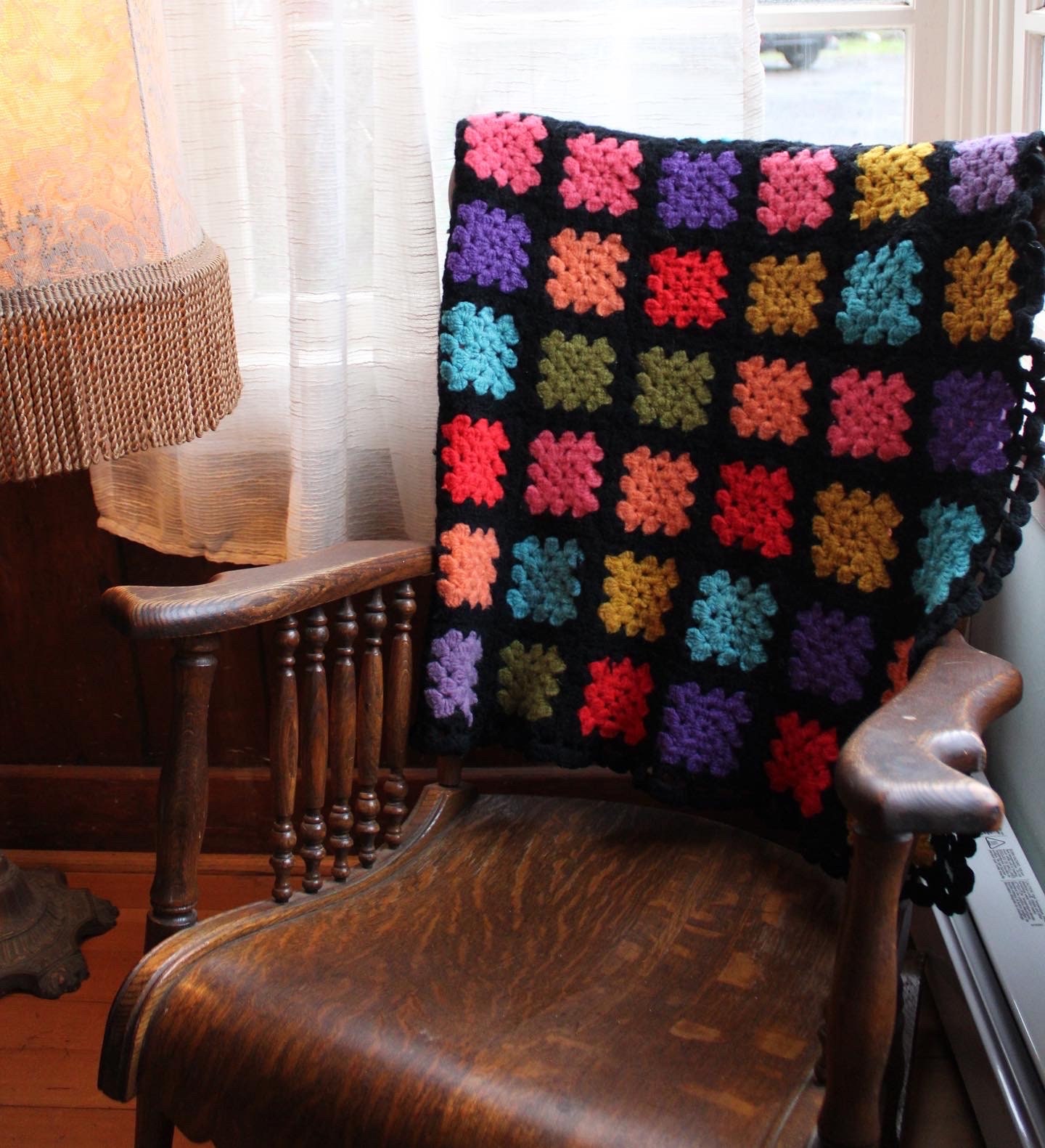Vintage Colorful Crochet Afghan Throw - Etsy