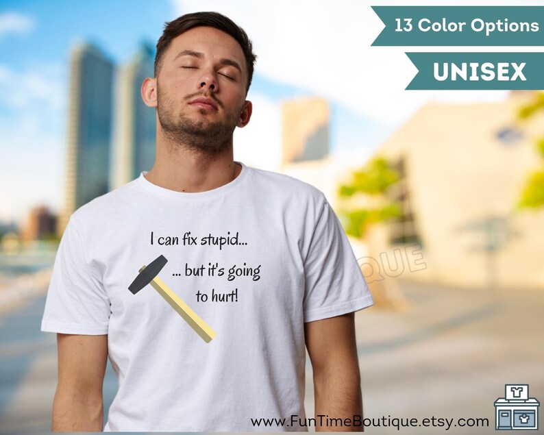 I Can Fix Stupid but It's Going to Hurt, Fun T-shirt, Funny T-shirt ...