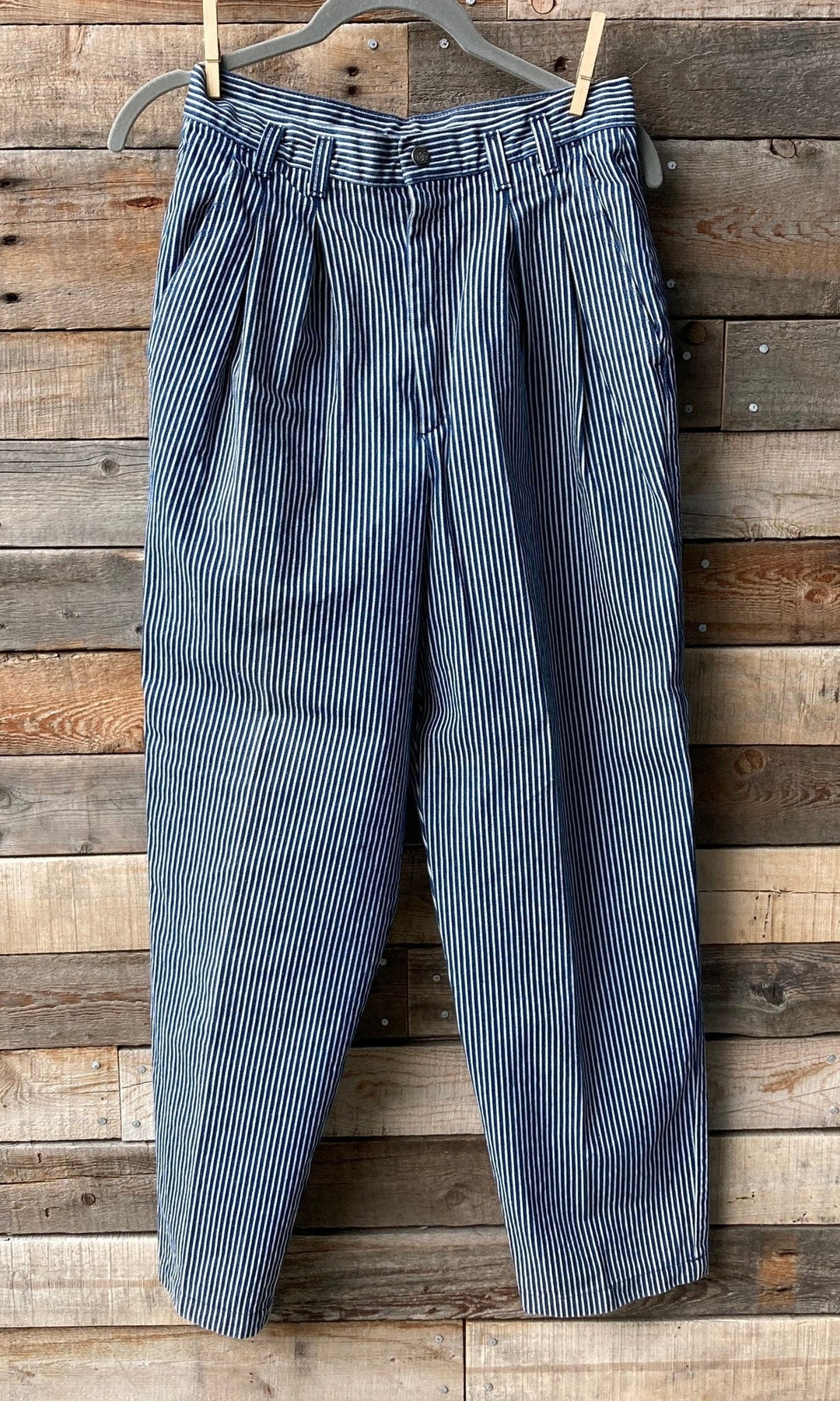 Vintage 1980's Hickory Striped White and Blue Denim Jeans With Relaxed ...