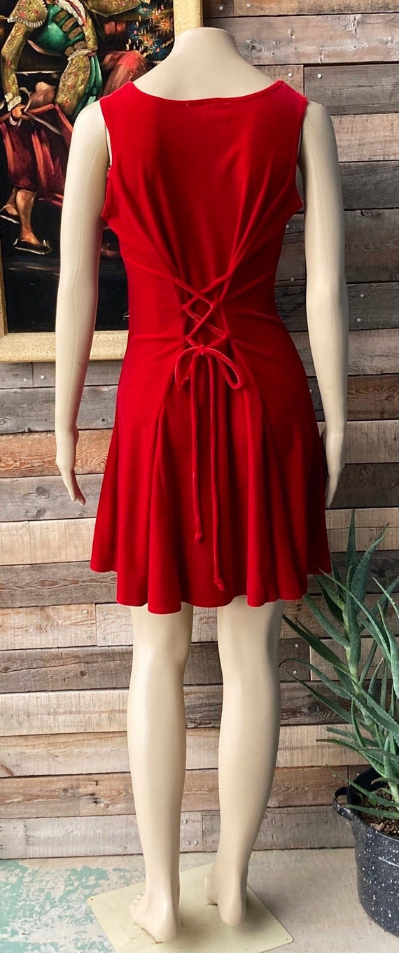 1990s Red Stretch Velvet Maxi Dress - Gem