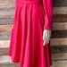 Vintage 1960's Red Polyester Dress With Long Sleeves, Keyhole Neckline ...