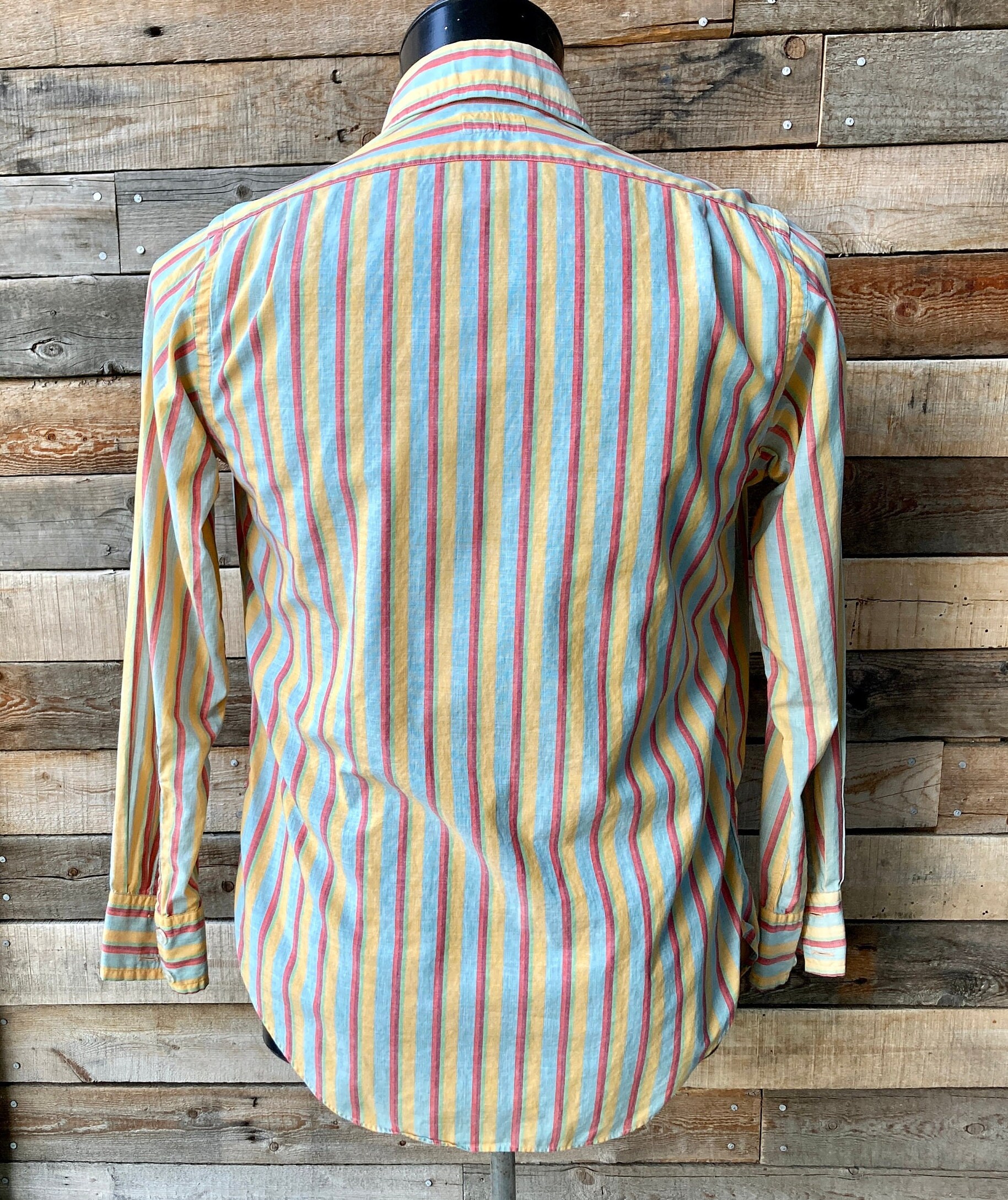 Vintage 1970's Mod Dress Shirt With Striped Pattern and Dagger Collar ...