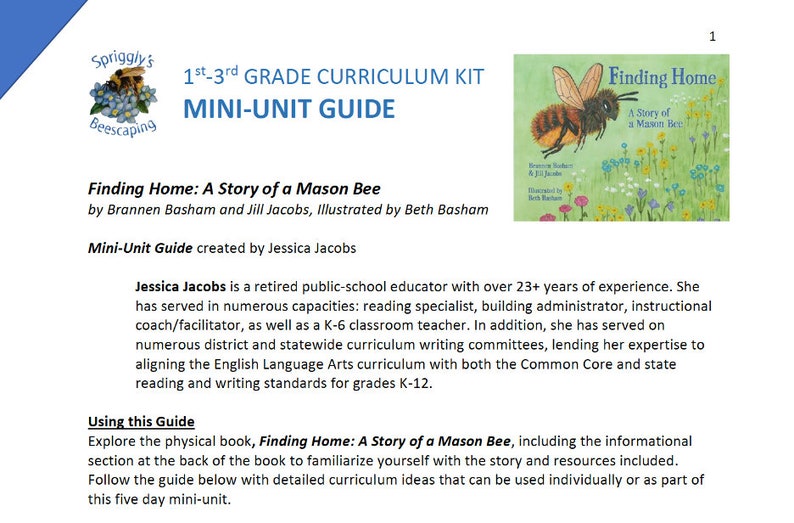Pollinator Curriculum Kit Based on Children's Bee Book, Educational ...