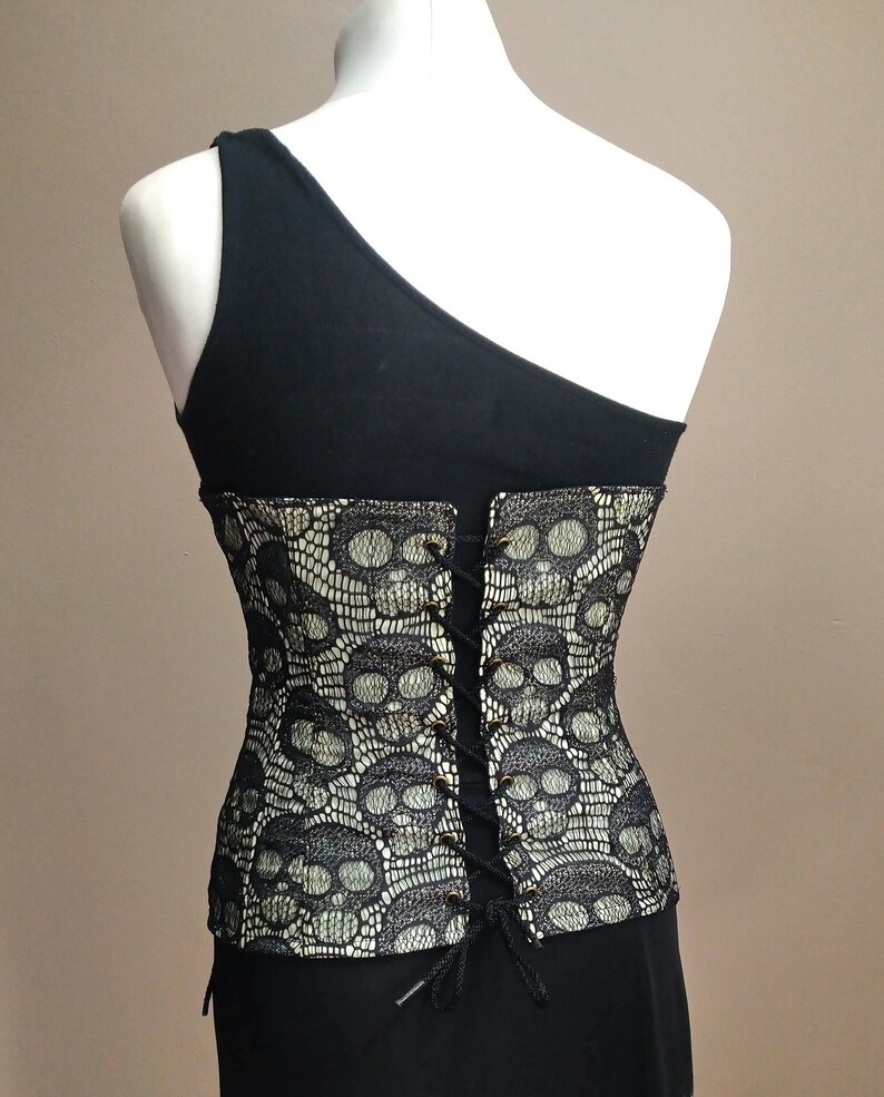 Gothic Steampunk Black Skull Lace Corset - Etsy