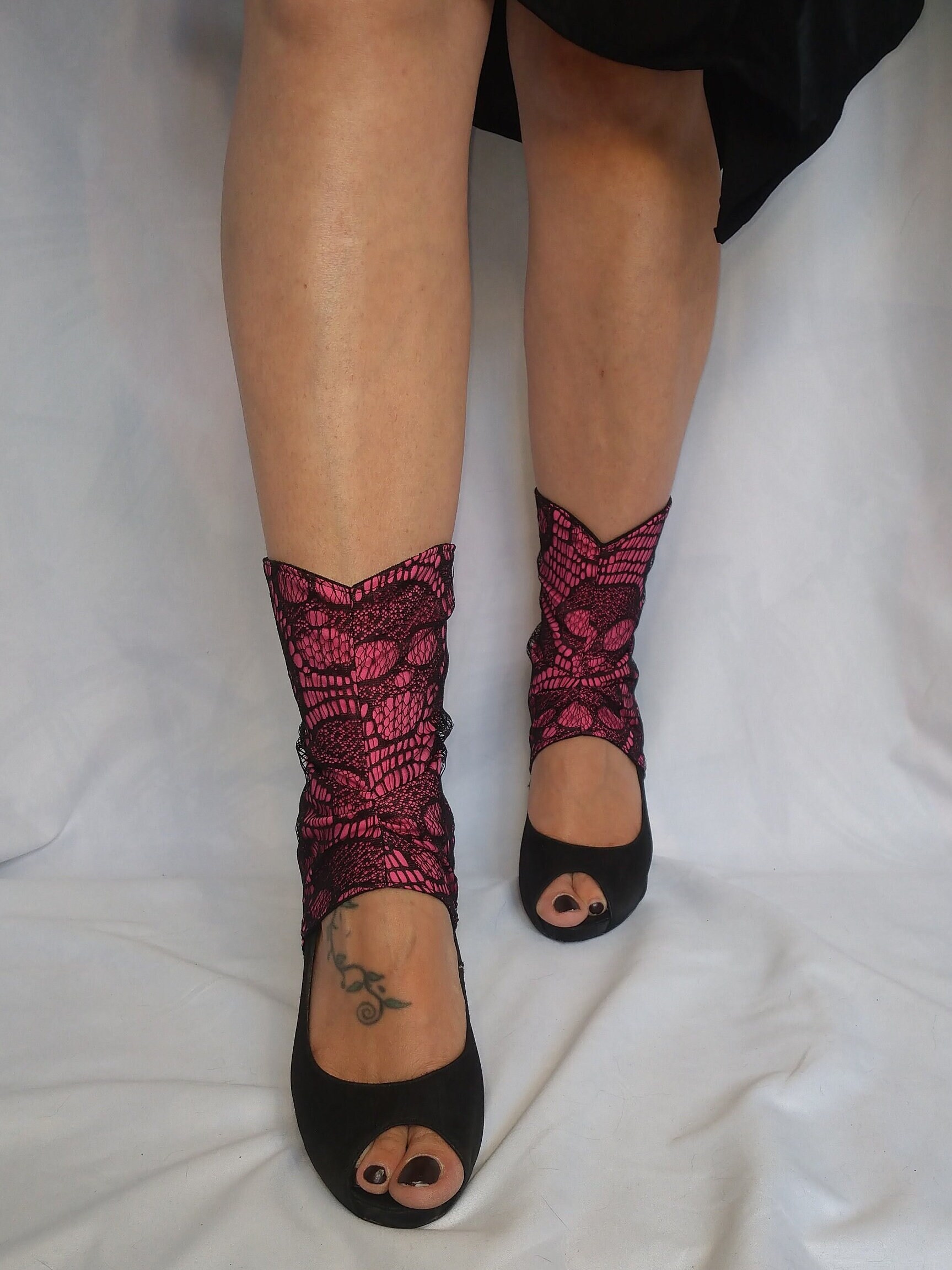 Gothic Steampunk Skull Spats Cerise, Versatile Feet Accessory-ankle ...