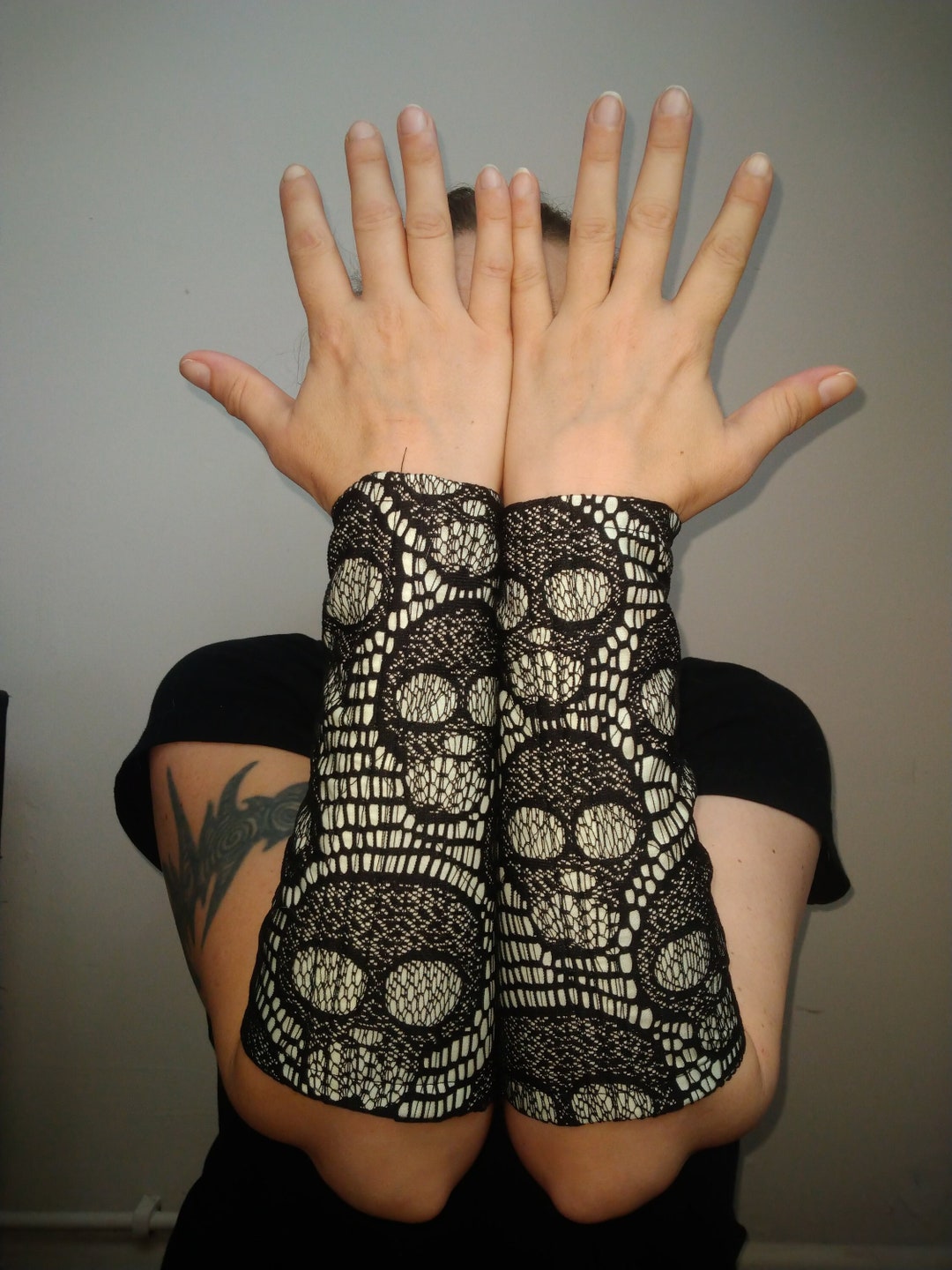 Gothic Steampunk Skull Lace Gauntlets, Wrist Accessories - Etsy
