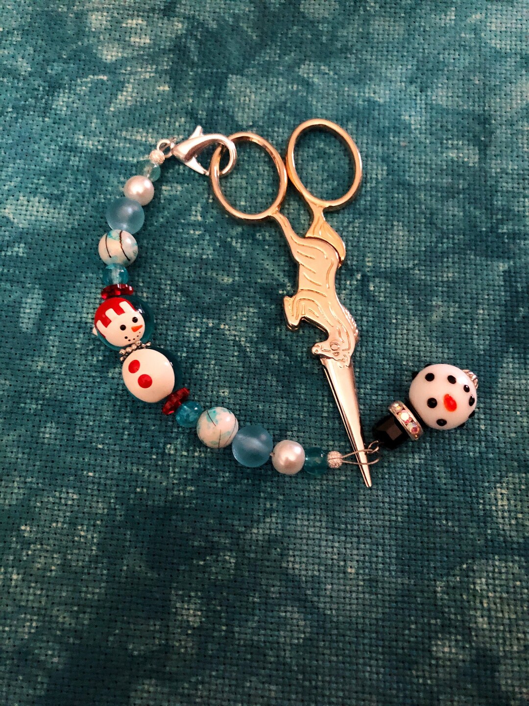 Blue Christmas Snowman Scissor Fob Sewing Accessories Zipper - Etsy