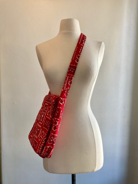 Vintage 70's BANDANA Print Shoulder Bag Purse / Padde… - Gem