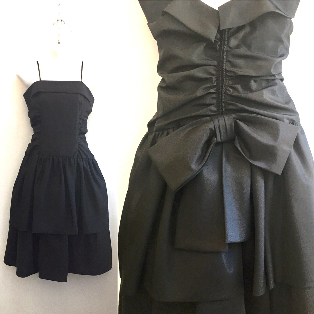 Vintage 80s Party Dress 50s Prom Dress Style Taffeta Etsy