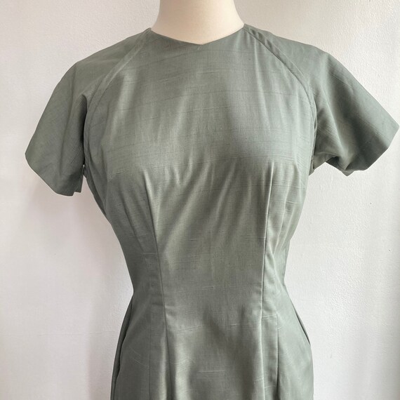 Vintage 50s Sexy Secretary Wiggle Dress Cotton Lin… Gem