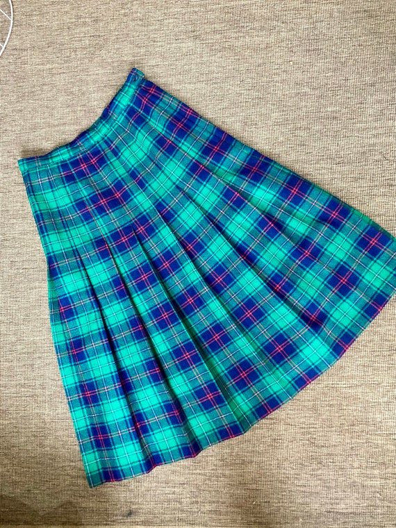 Vintage 50s 60s Plaid Pleated Wool Skirt Macneil Ta… Gem