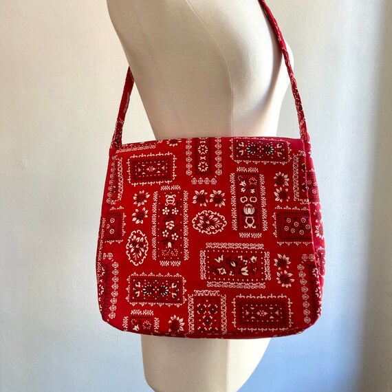 Vintage 70's BANDANA Print Shoulder Bag Purse / Padde… - Gem
