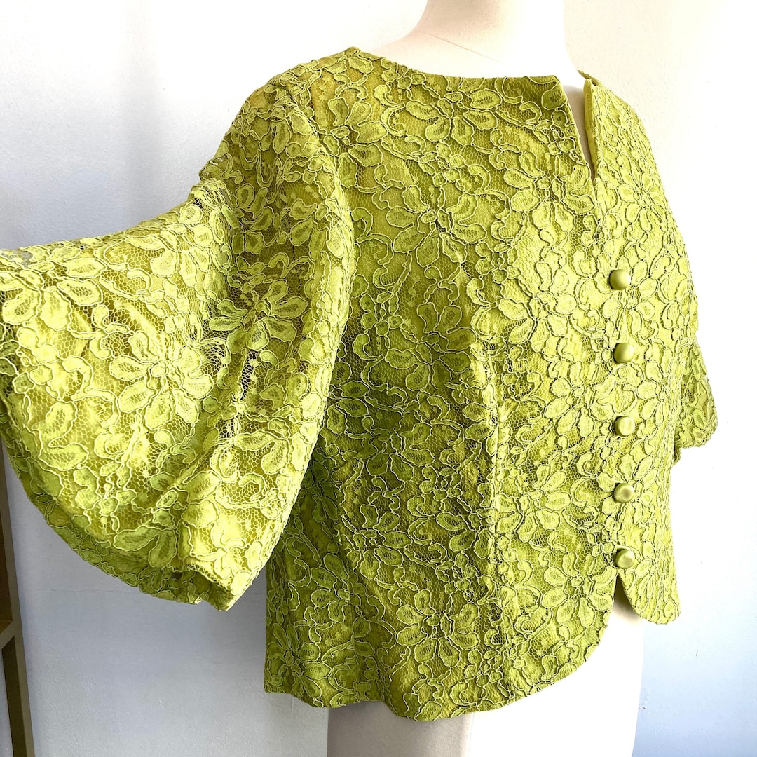 Vintage 50s 60s LACE STATEMENT SLEEVE Jacket Top / - Etsy