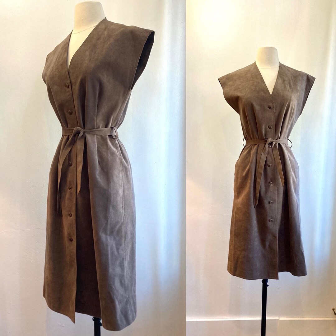 Vintage 70s Dress / Chic Boho ULTRASUEDE Shirt Dress / Minimalist ...