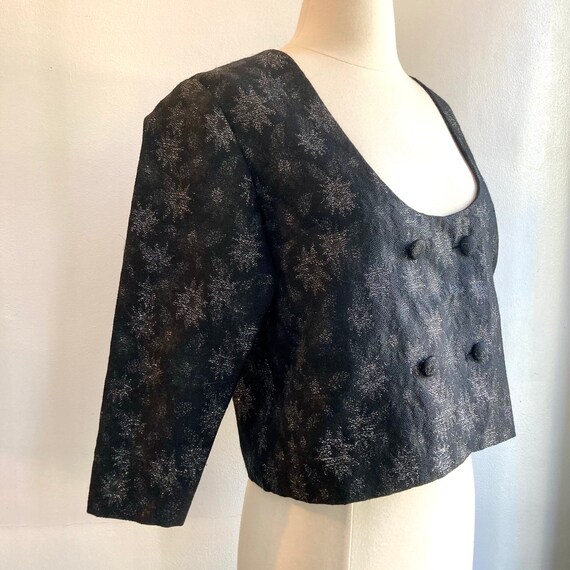 Vintage 60s Mod Skirt Suit / Black with Silver Metall… - Gem