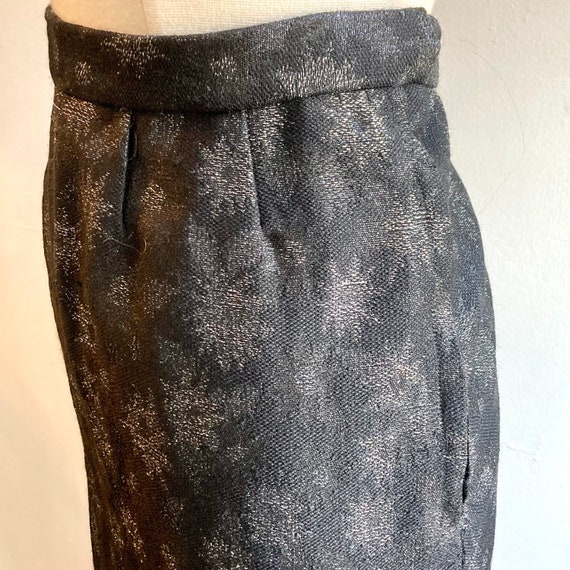 Vintage 60s Mod Skirt Suit / Black with Silver Metall… - Gem