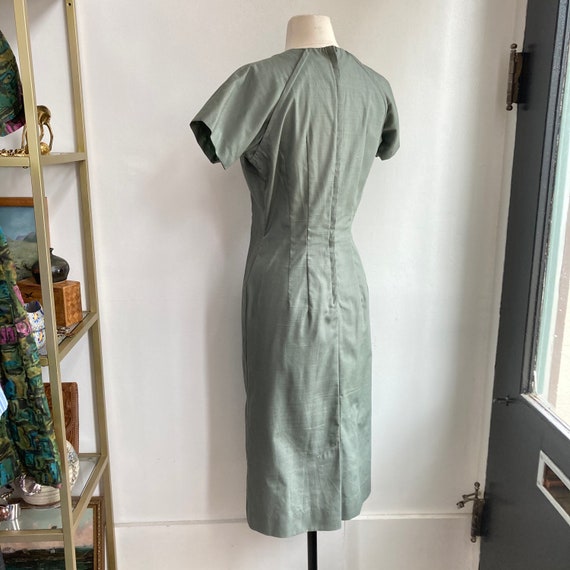 Vintage 50s Sexy Secretary Wiggle Dress Cotton Lin… Gem