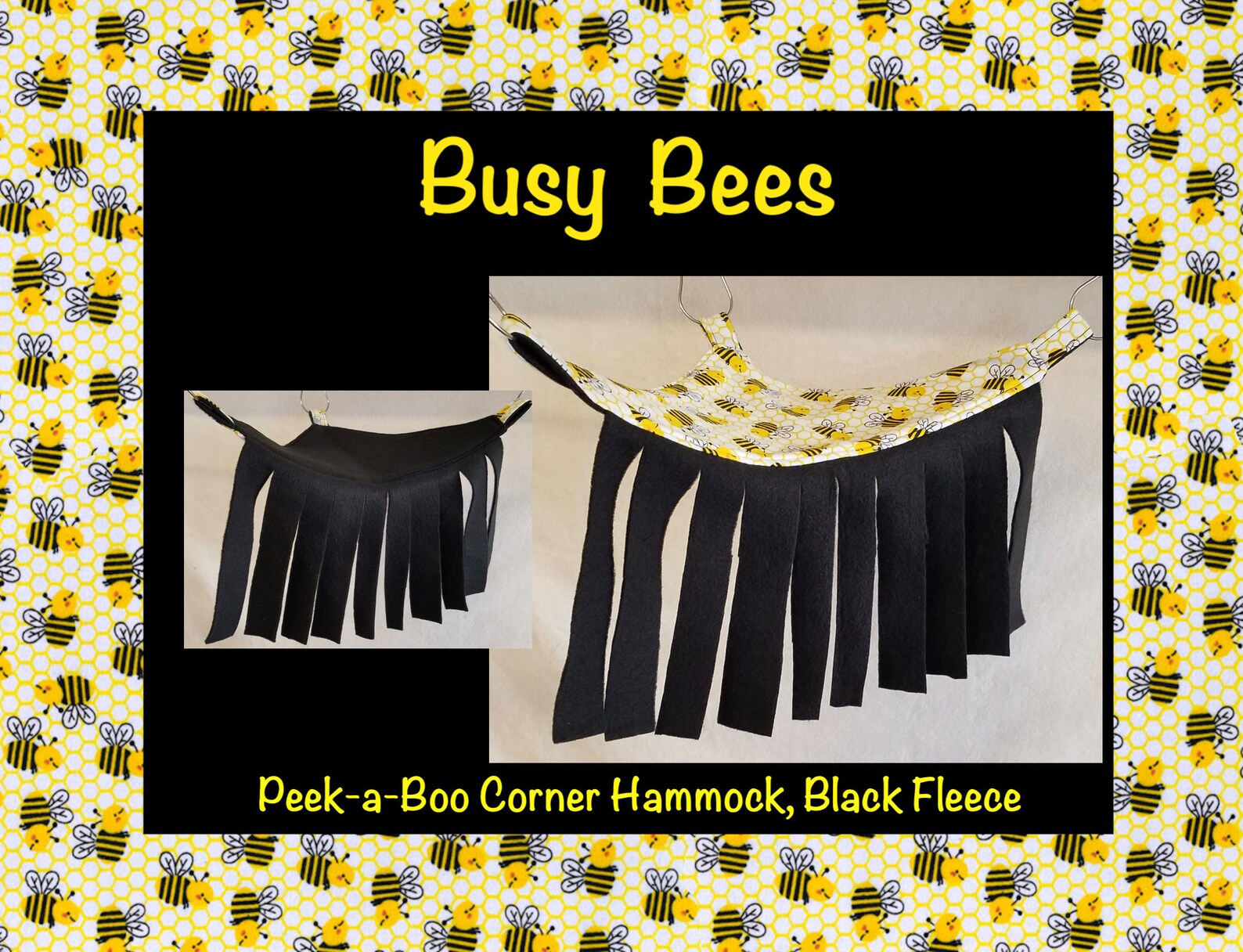 Peek-a-boo Corner Hammock, Busy Bees With Your Choice Fleece Color and ...