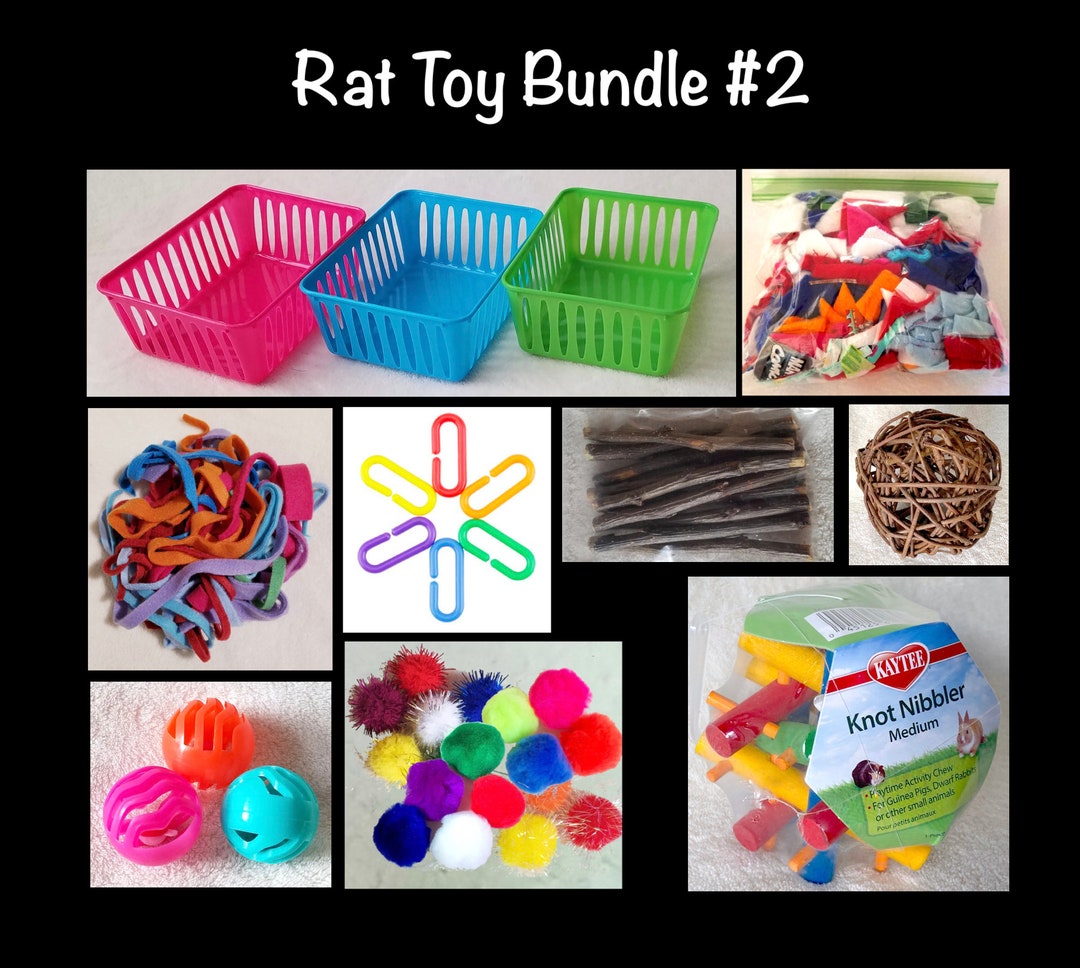 Rat Toy Sampler Bundle #2, Dig Basket, Bell & Rattan Ball, Pom Poms ...