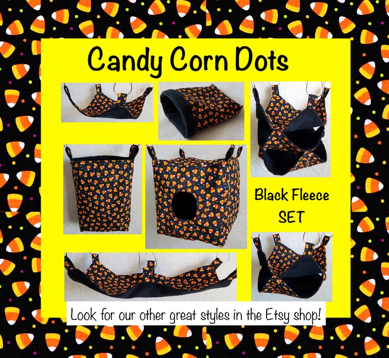 Candy Corn Dots Fabric With Black Fleece 2-tier Honeycomb - Etsy