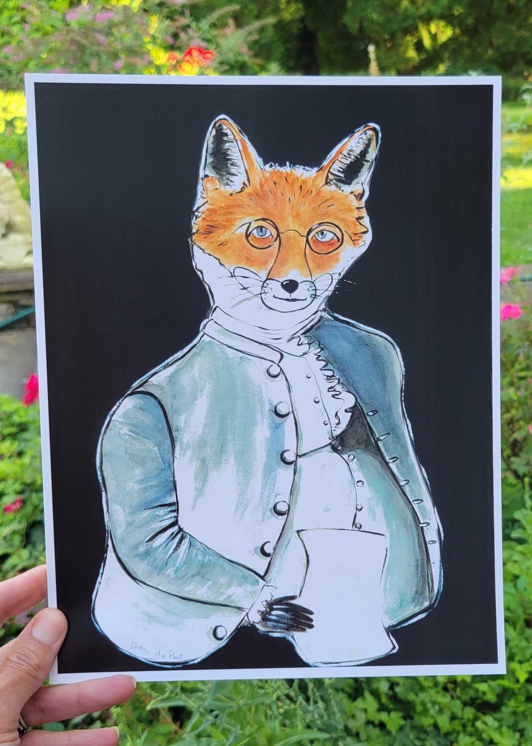 Benjamin Franklin Fox Illustration Print , Mr. Fox, Whimsical Art, 8.5 ...