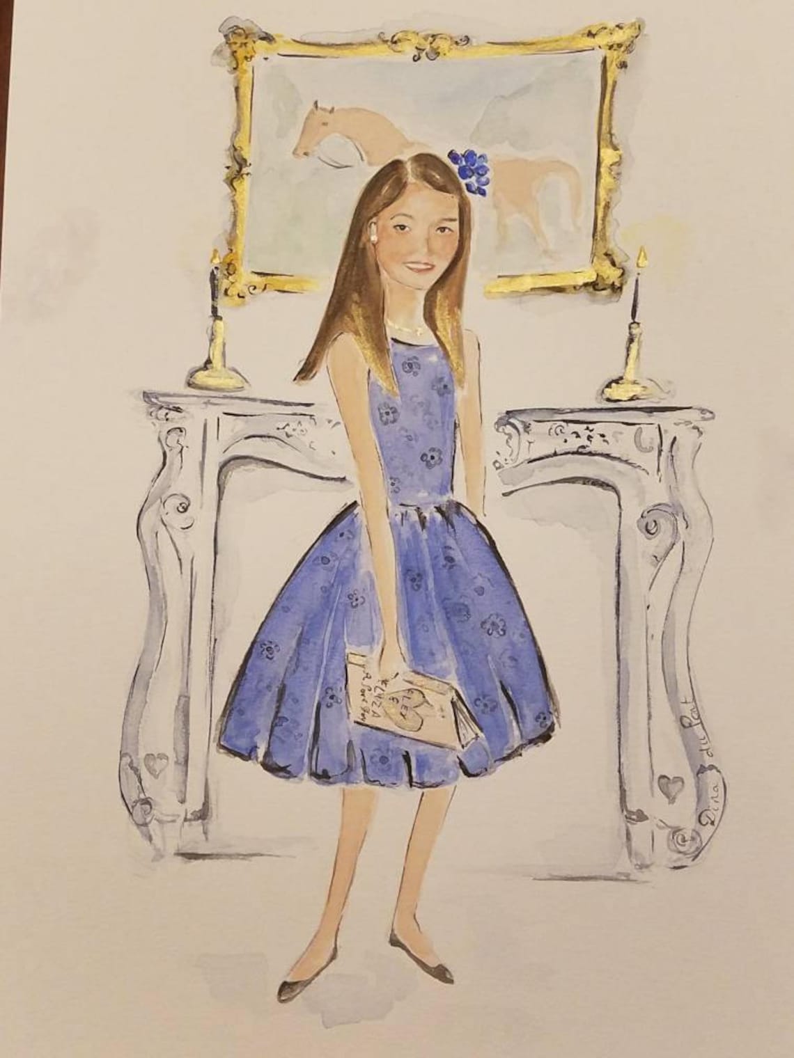 Watercolor Illustration of a Young Lady custom Portrait - Etsy
