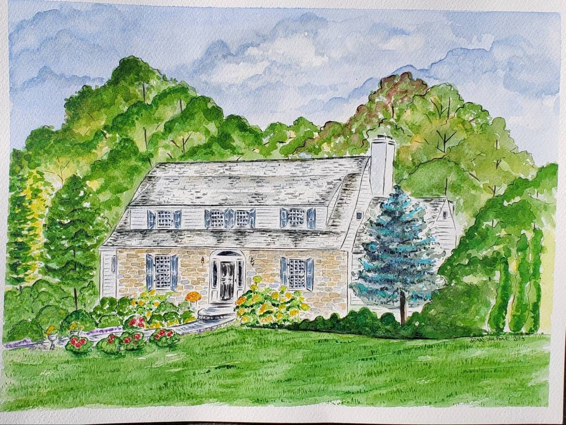 House Portrait custom House Portrait home Illustration - Etsy