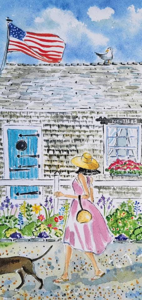 A Walk on Nantucket, Print, Fashion Illustration Print, 8.5"x 11" - Etsy