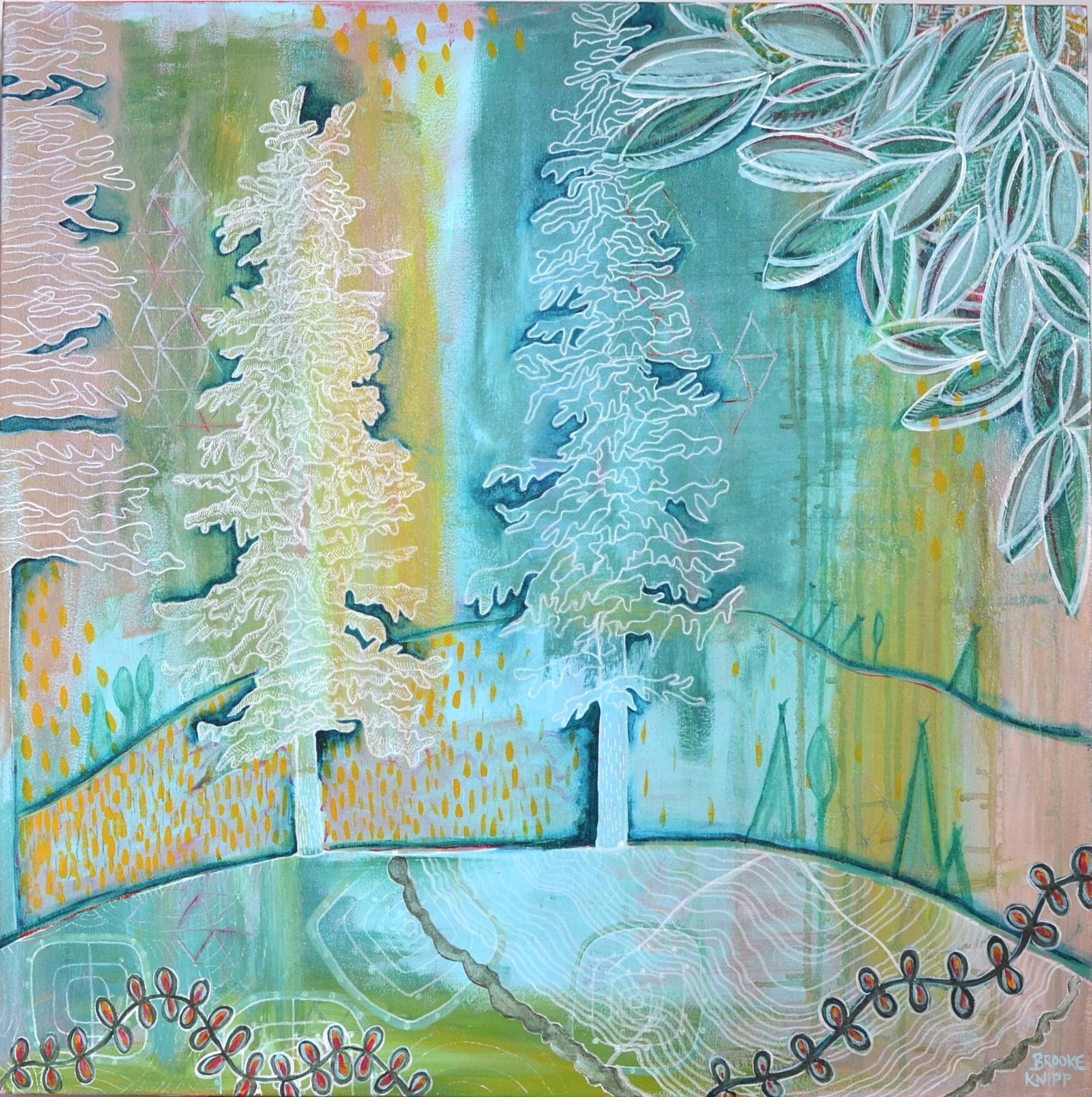 Calming Art Forest Painting Bright Colorful Nursery Art - Etsy