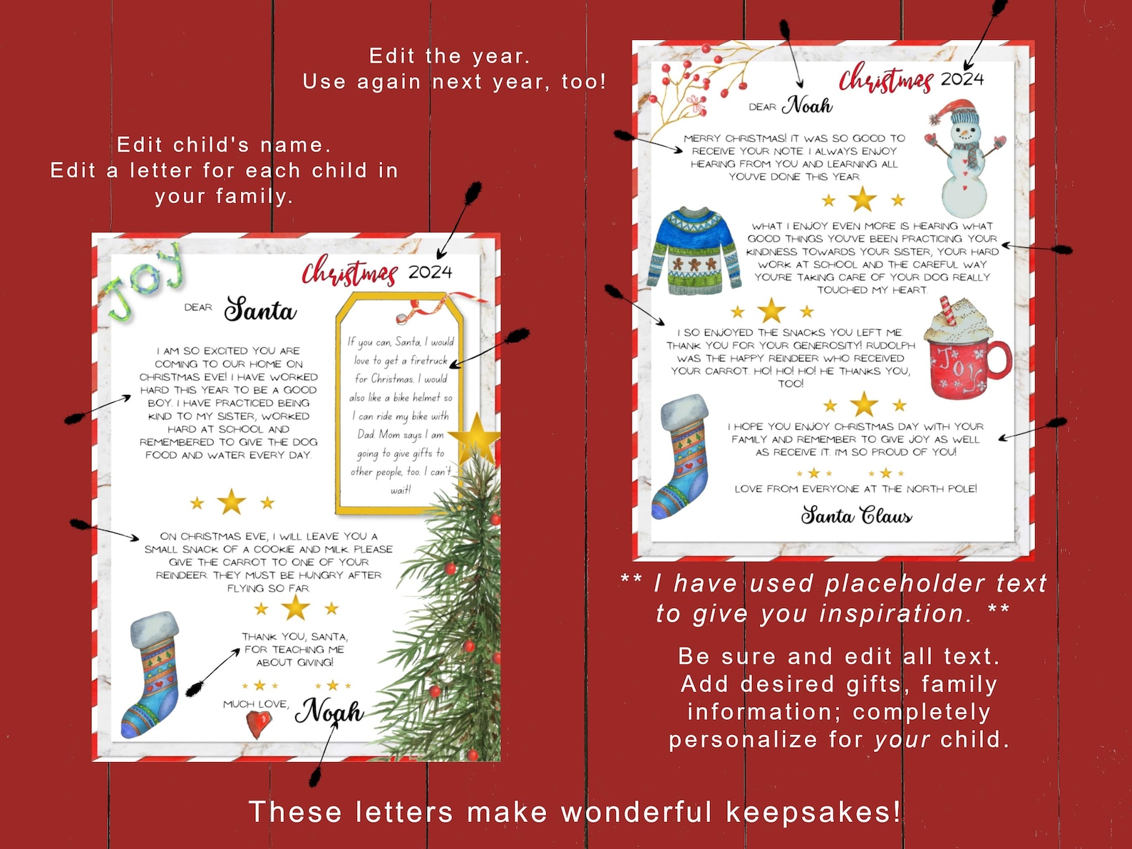 Personalized Santa Letter Template: Editable Christmas Letter (digital ...