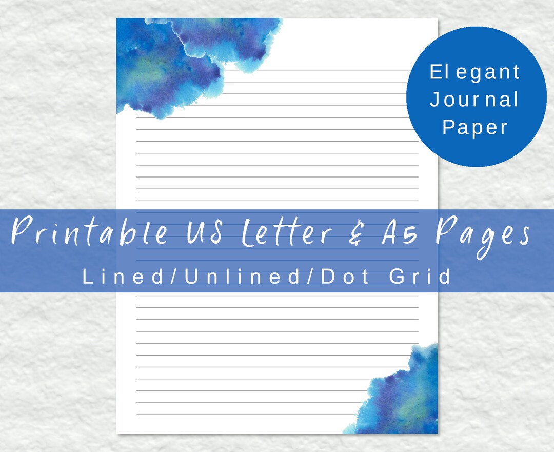 Blue Watercolor Stationery: Abstract Journal Paper (digital Download ...