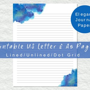 Blue Watercolor Stationery: Abstract Journal Paper (digital Download ...